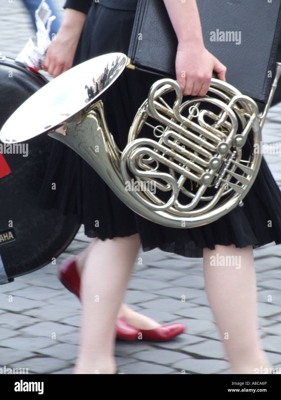 band members carrying instruments Stock Photo - Alamy