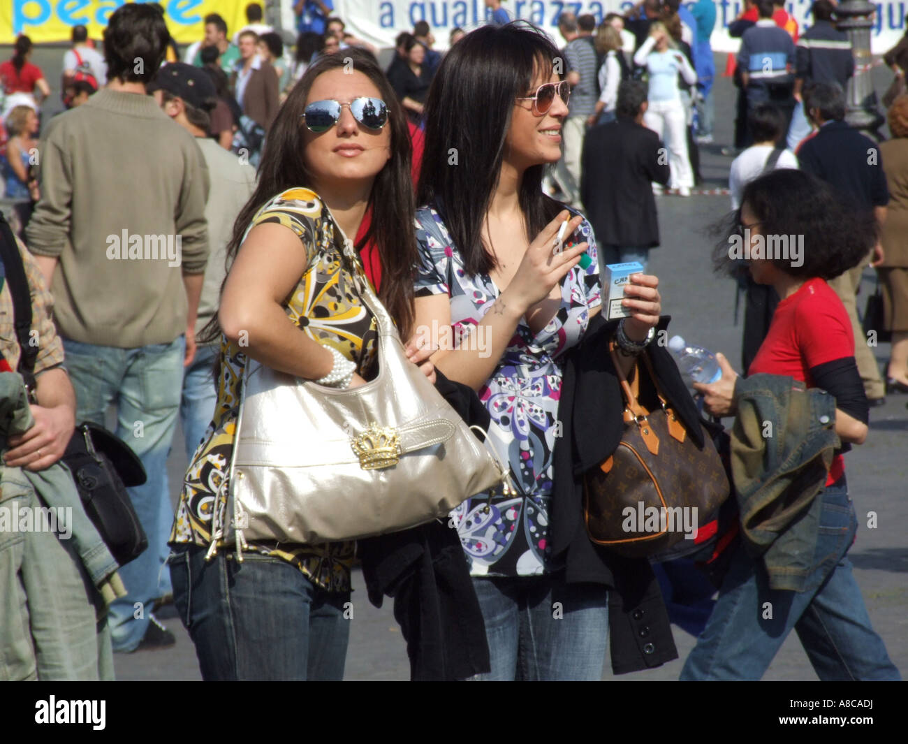 trendy italian women in piazza del popolo square in rome Stock Photo ...