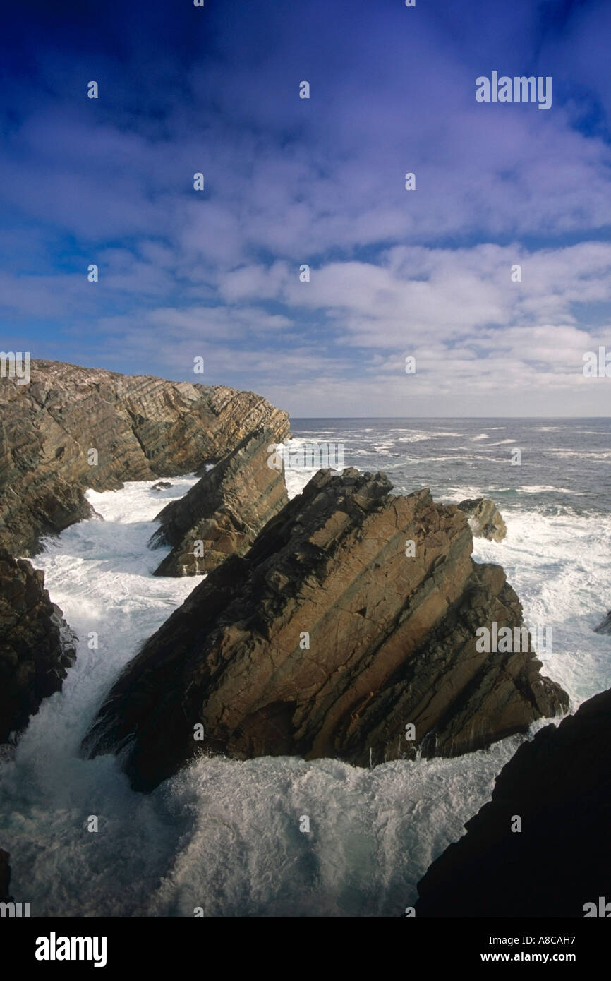 Surf breaking among rocks on coastline Atlantic Ocean Canada Stock ...