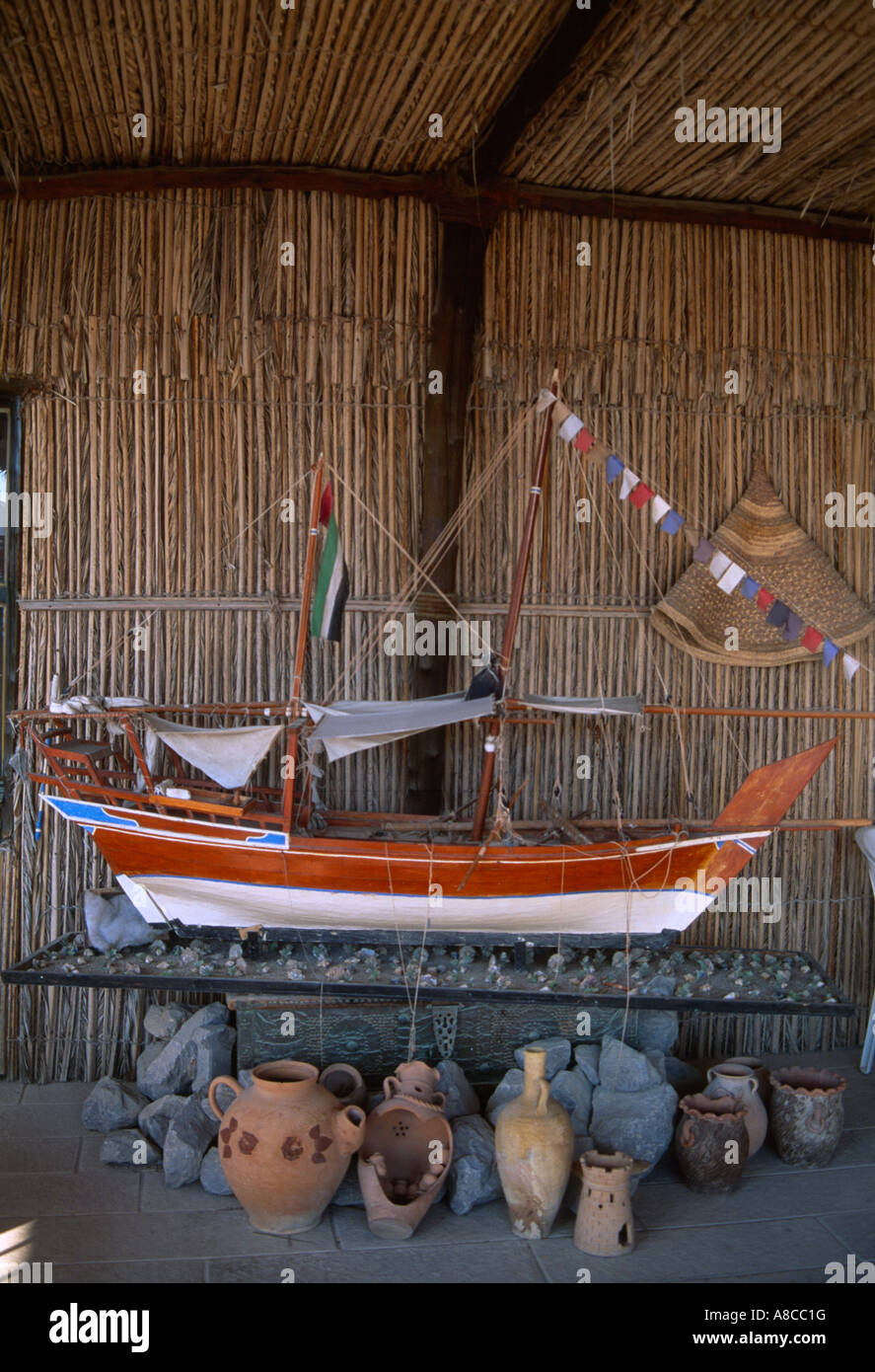 Abu Dhabi UAE Model Of Dhow In Cafe Stock Photo - Alamy