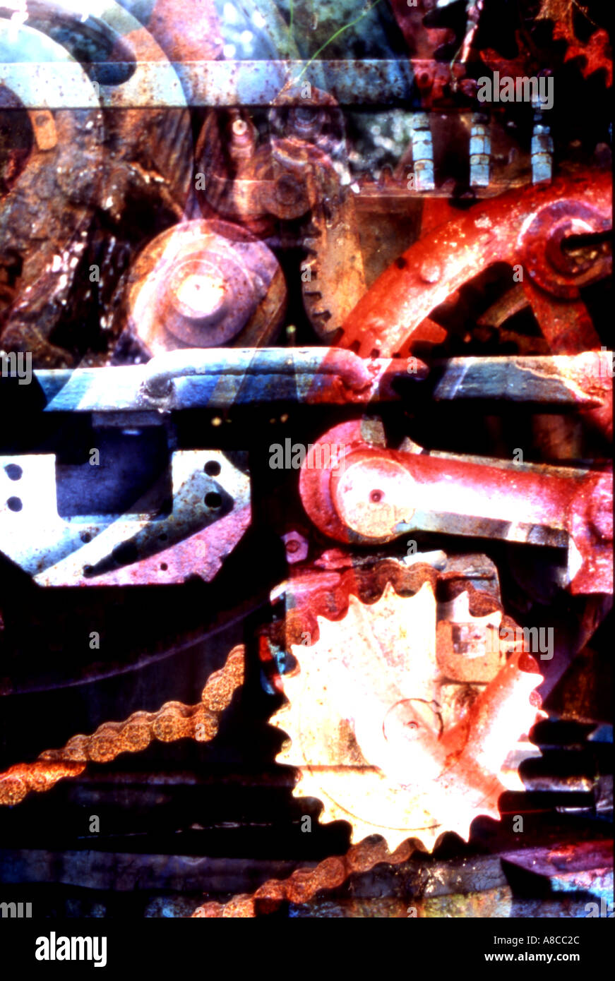 machinery cogs montage Stock Photo - Alamy
