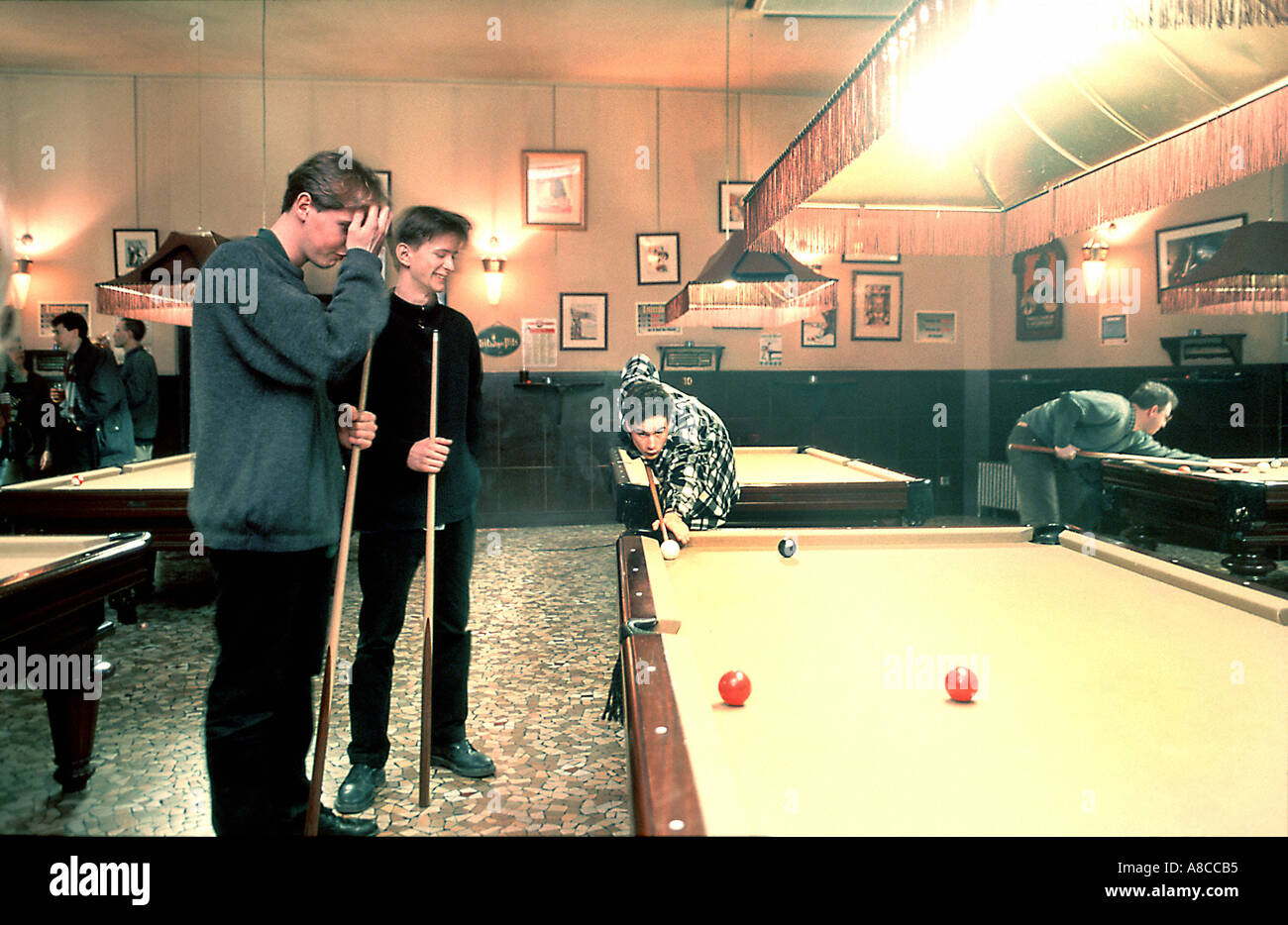 PARIS France "French Male Teens" Playing "American Pool" in "Les ...