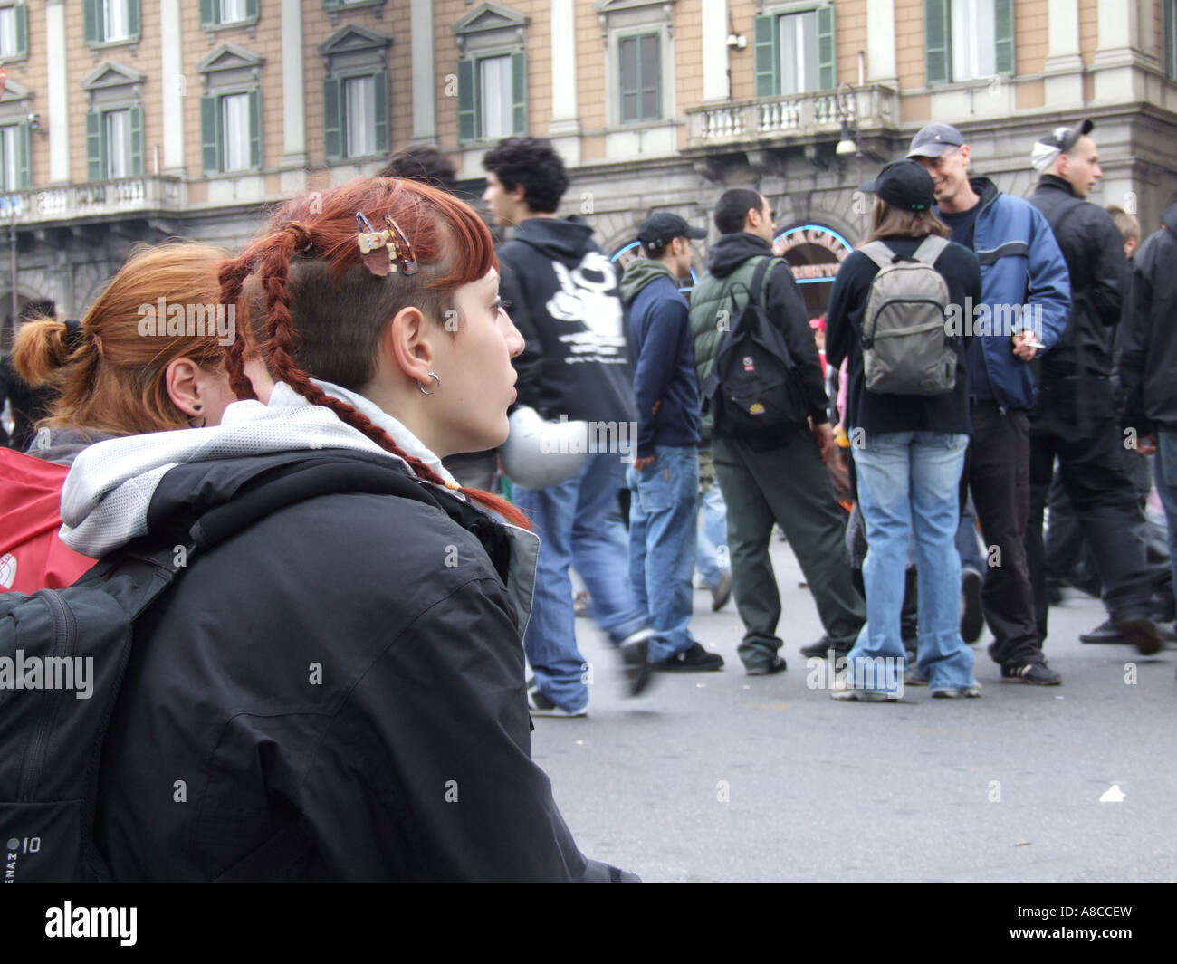 young people at demonstration rally in rome italy Stock Photo - Alamy