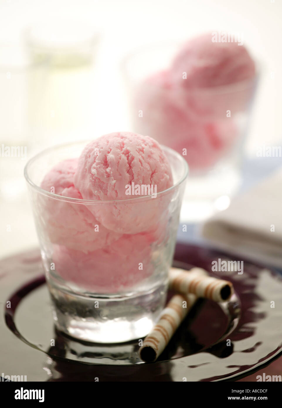 PINK ICE CREAM IN GLASS Stock Photo - Alamy