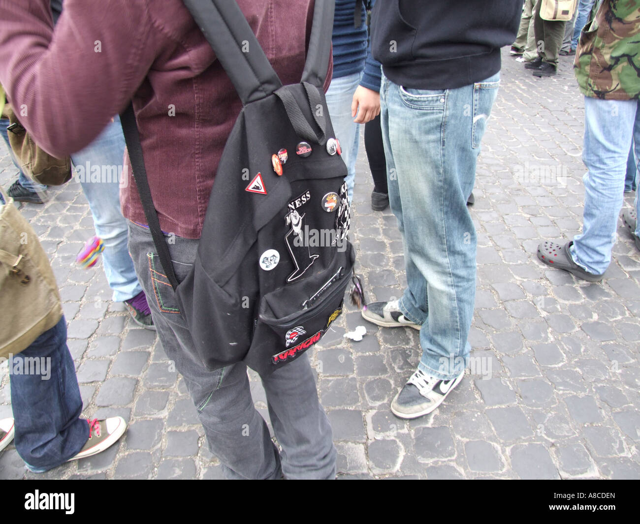 young people at demo in rome italy Stock Photo - Alamy