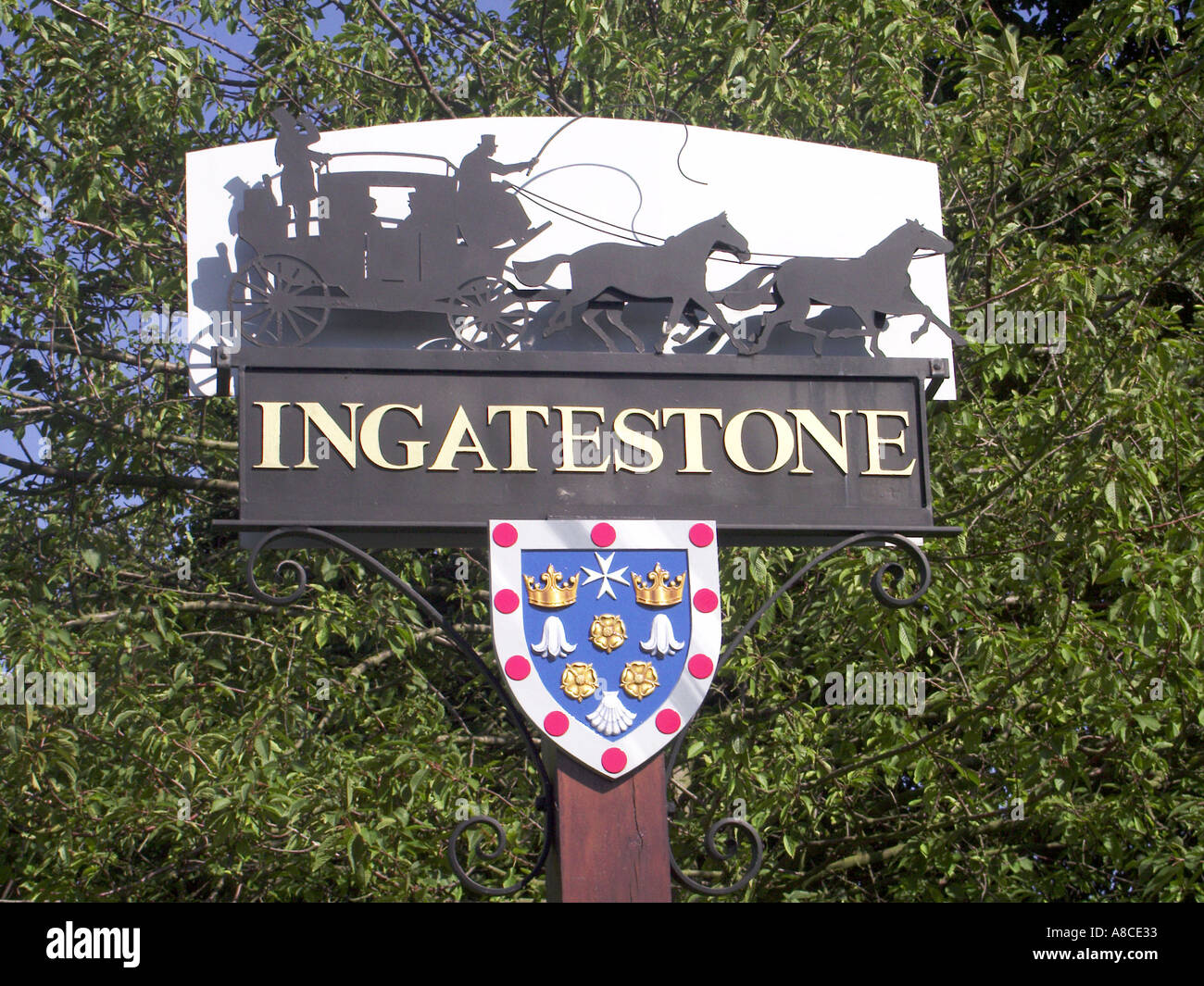 Ingatestone village sign depicting one time importance & transport ...