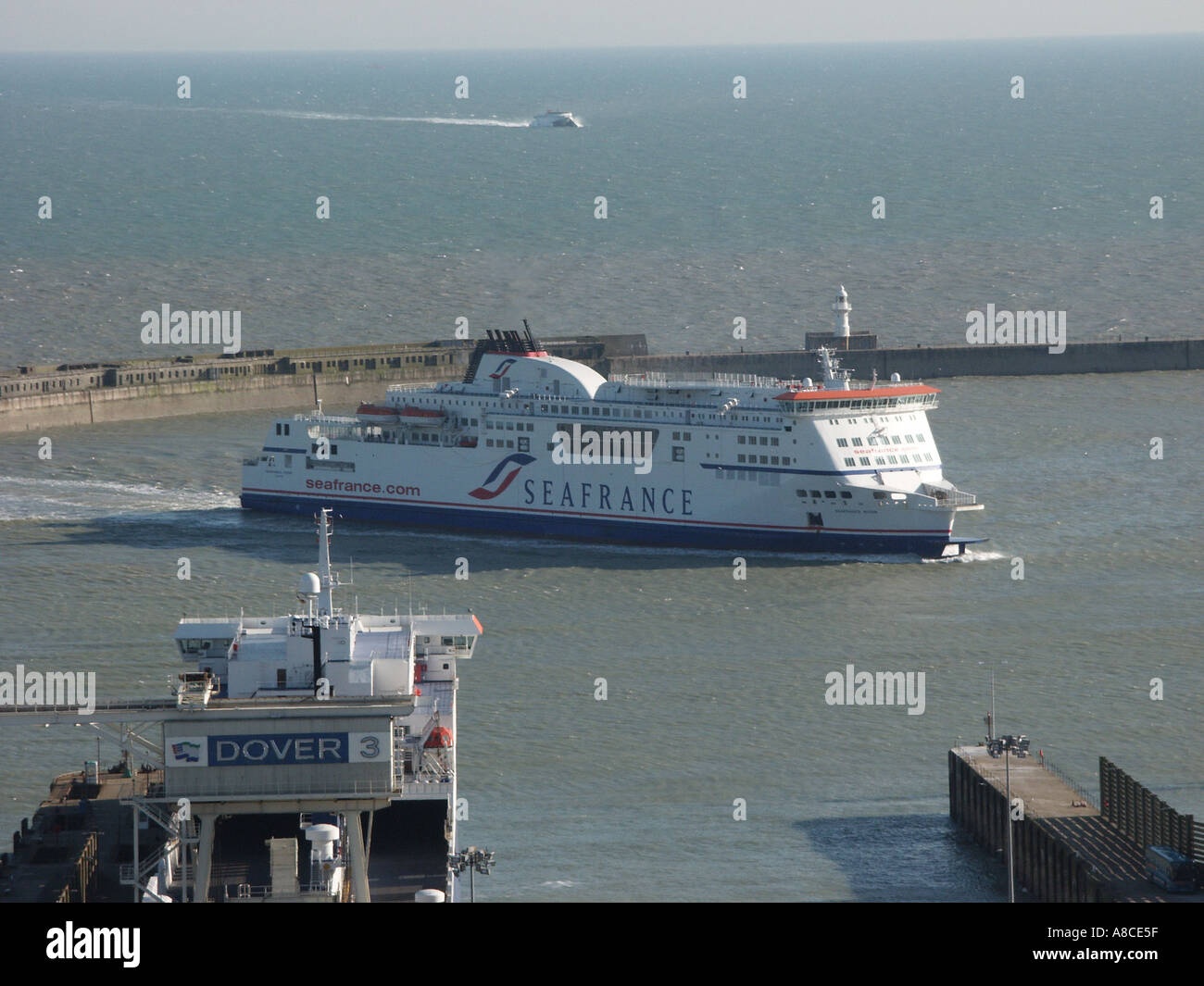 Aerial birds eye view from above looking down on English Channel with 2 ...