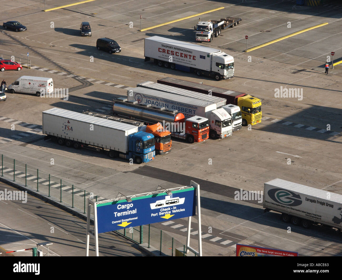 Aerial birds eye view from above looking down on concrete hardstandings ...