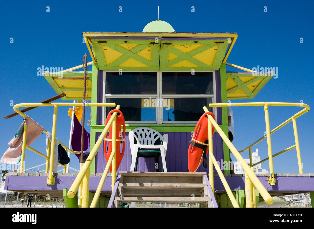South Beach's famed lifeguard huts in Miami, Florida, USA Stock Photo ...
