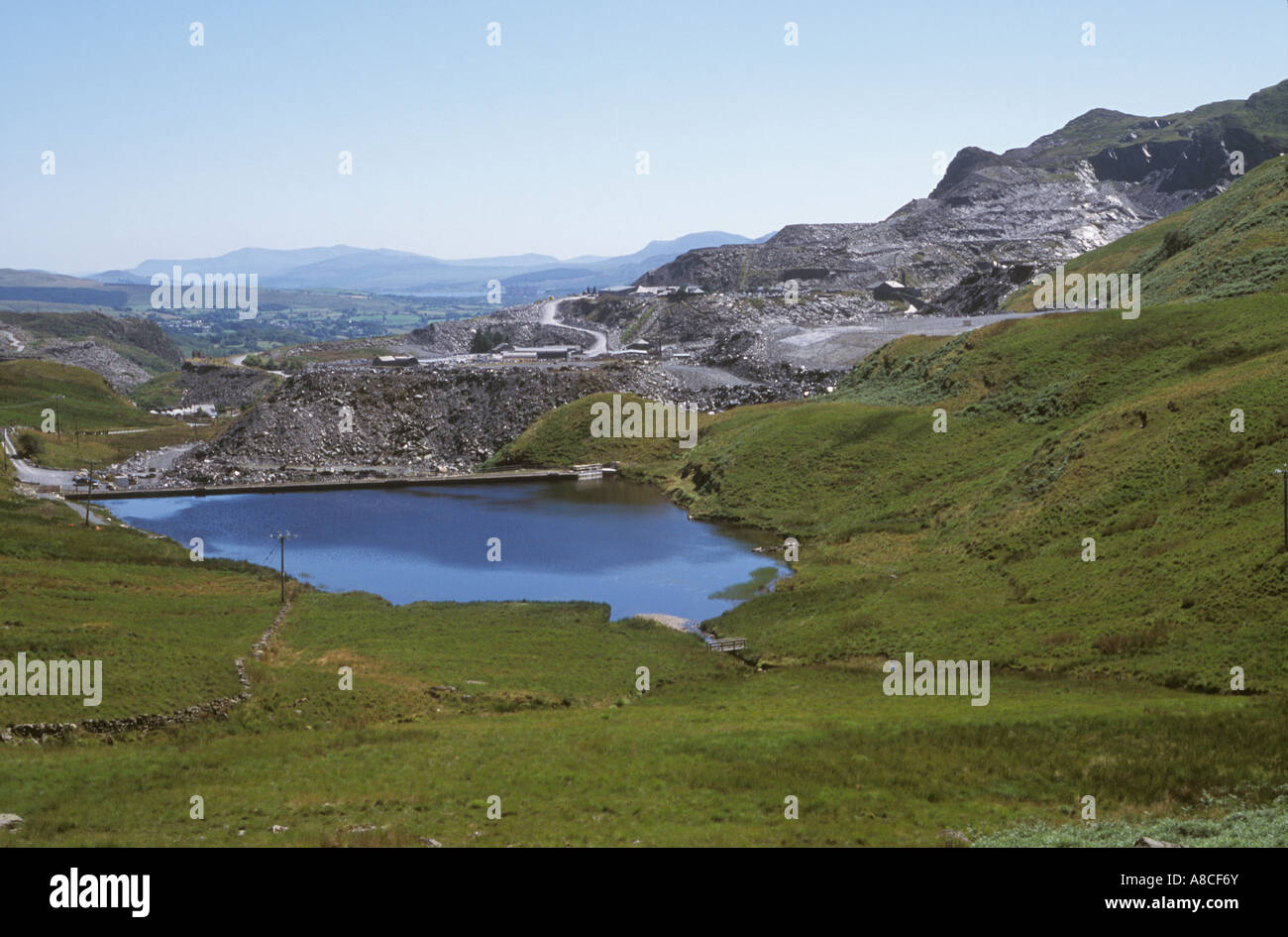 View of working slate quarry, Snowdonia national park Wales Stock Photo ...