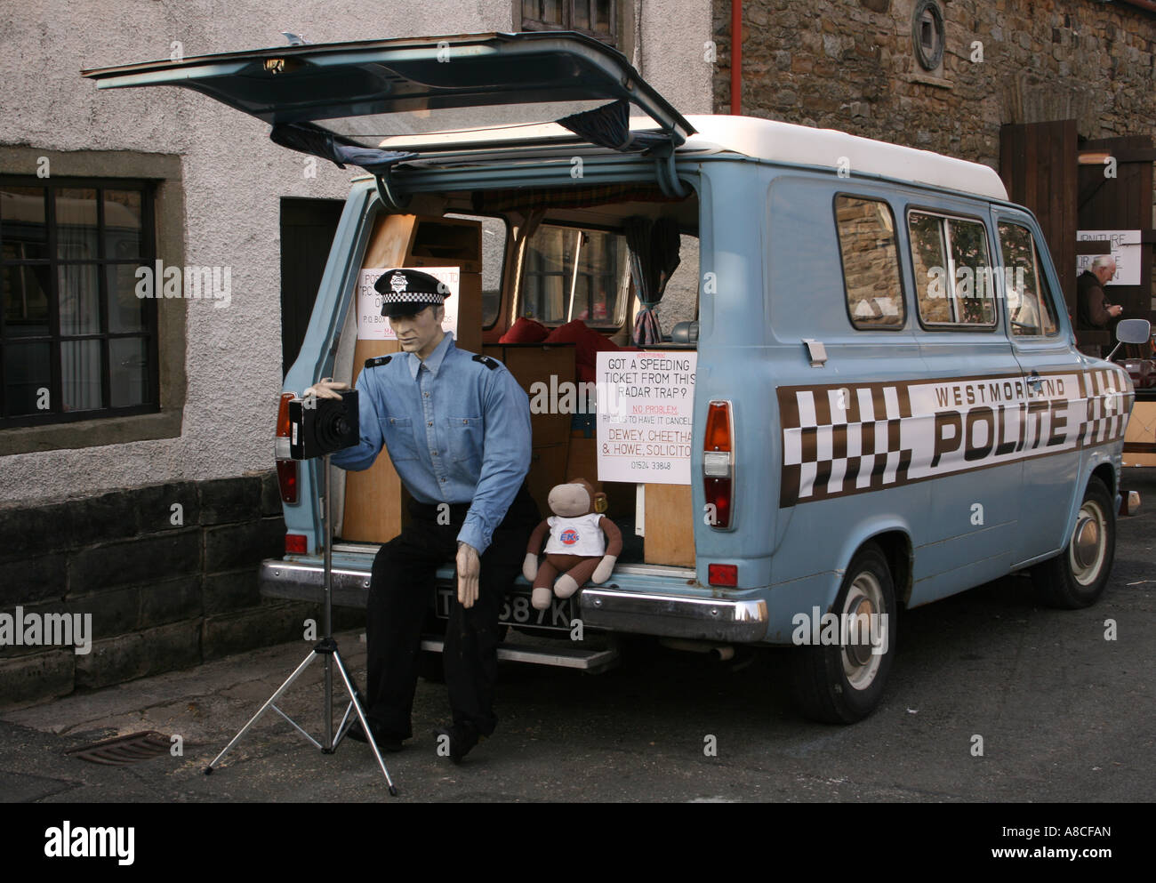 Model of Police speed trap at Wray Scarecrow Festival, North Lancashire ...