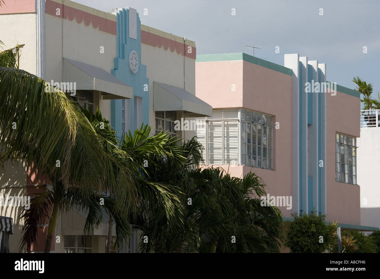 Art Deco architecture at South Beach, Miami, Florida, USA, on the ...
