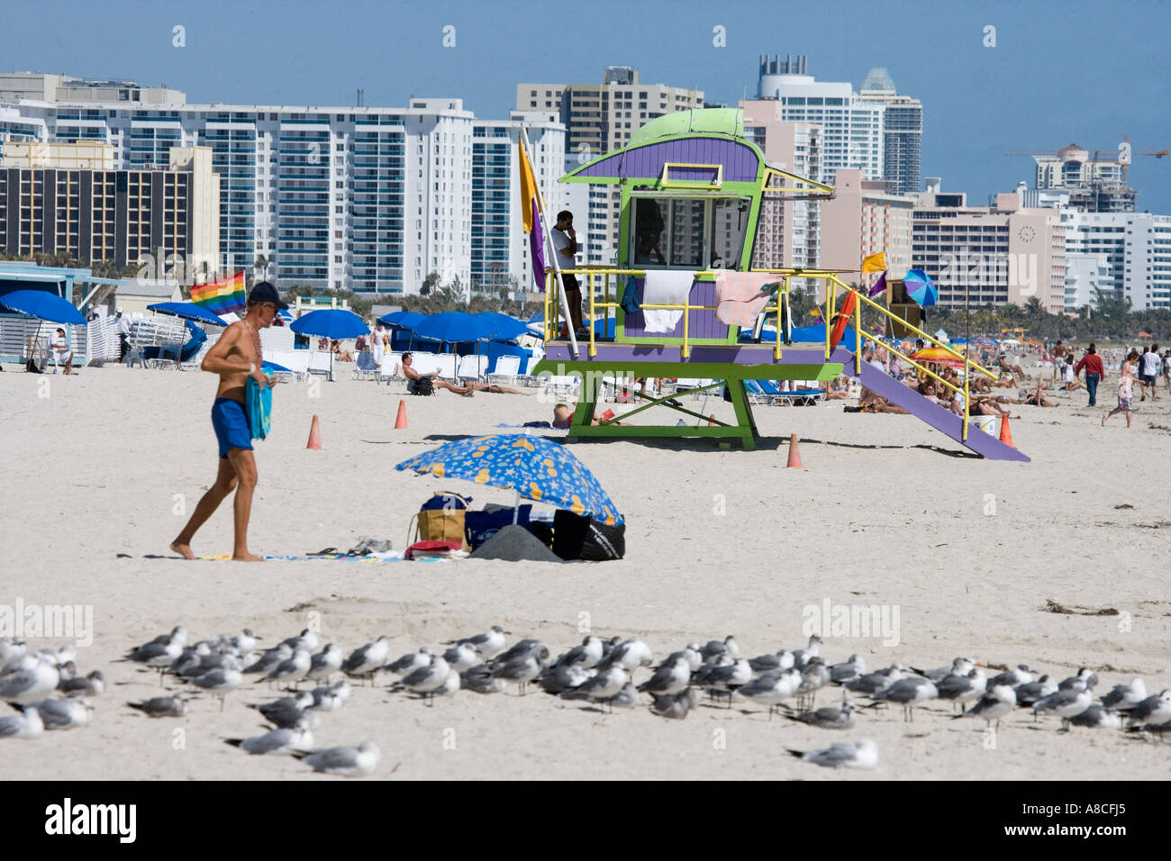 Beach scene at South Beach, Miami, Florida, USA, on the National ...