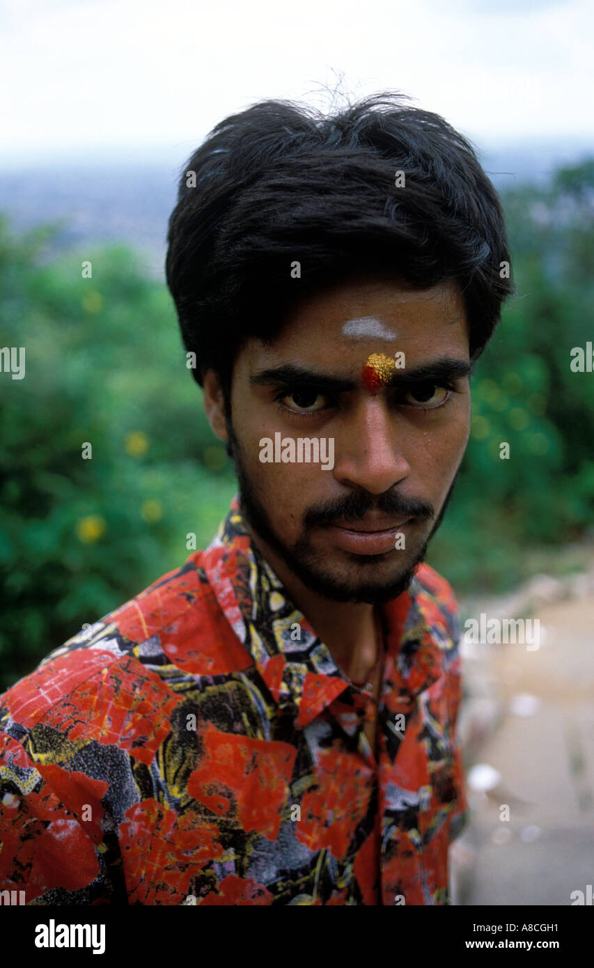 Portrait of a young man with Hindu dot on his forehead, Mysore ...