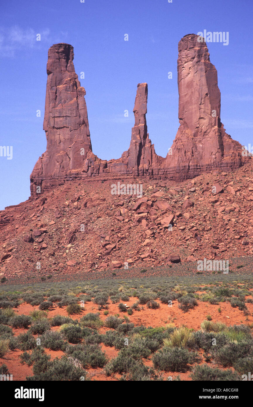 Three Sisters Monument Valley Arizona Stock Photo - Alamy
