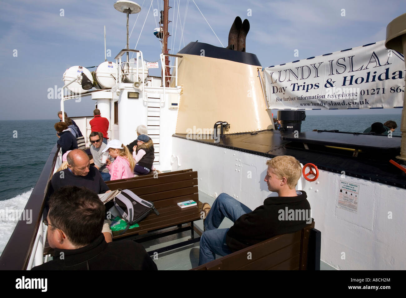 UK Lundy passengers on MS Oldenburg en route to Lundy Island Stock ...
