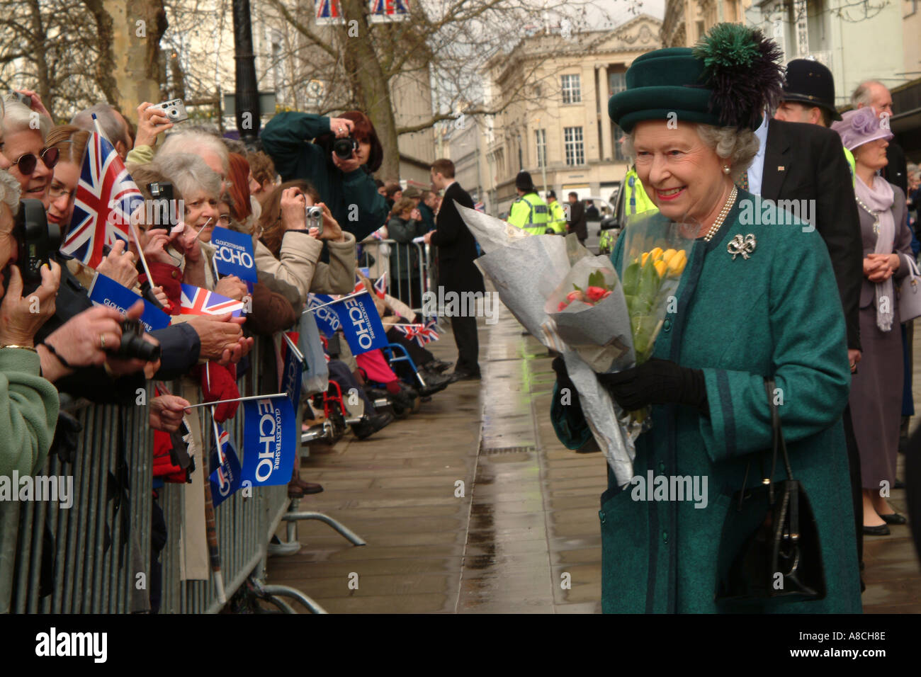 HRH Queen Elizabeth II on a walkabout during a royal visit to ...