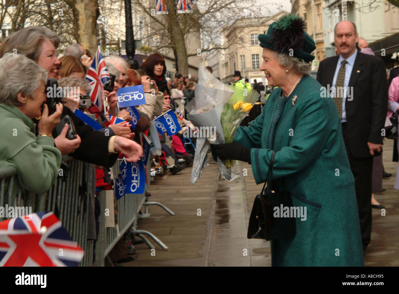 HRH Queen Elizabeth II on a walkabout during a royal visit to ...