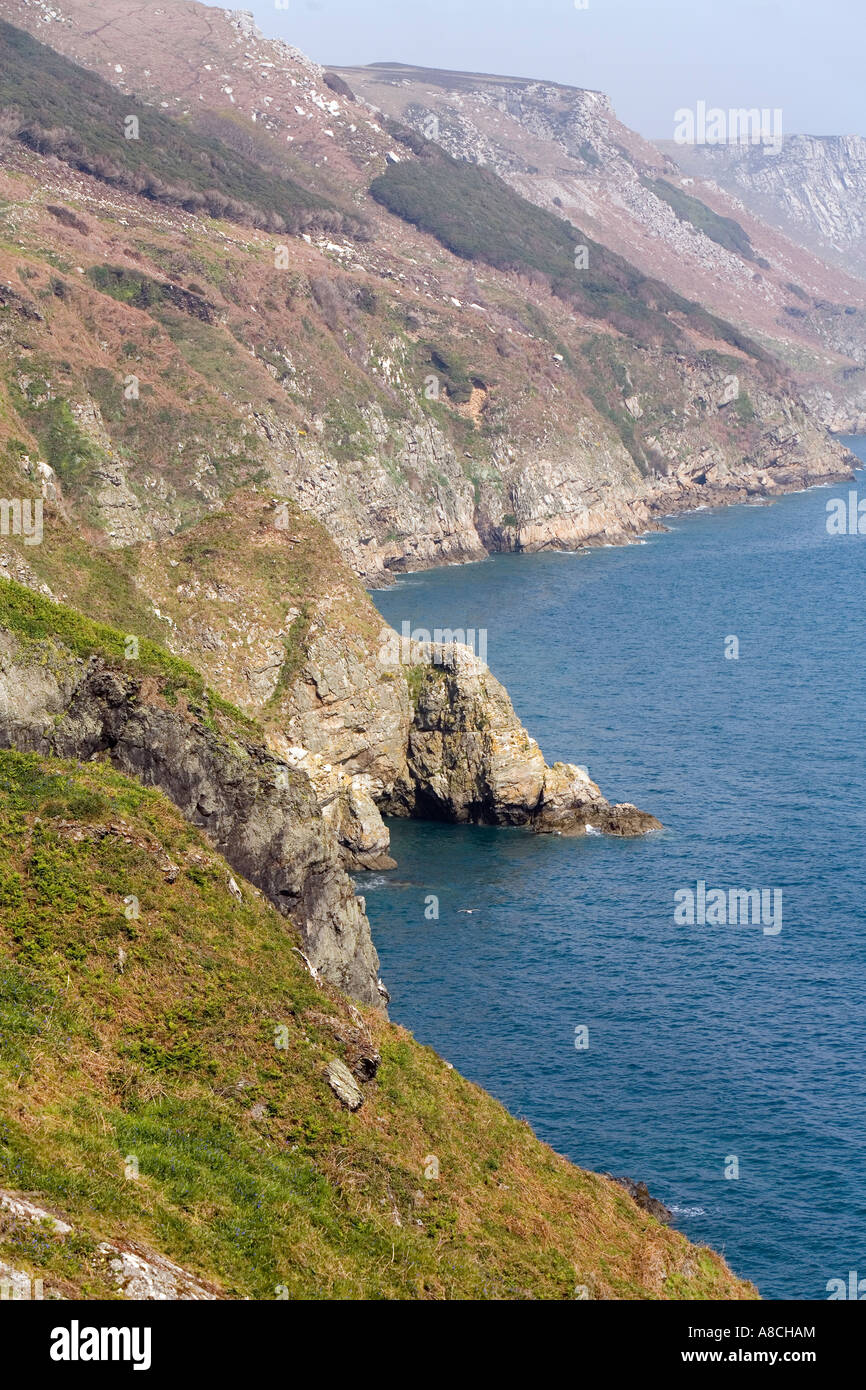 UK Lundy Island view along east coast from landing beach road Stock ...