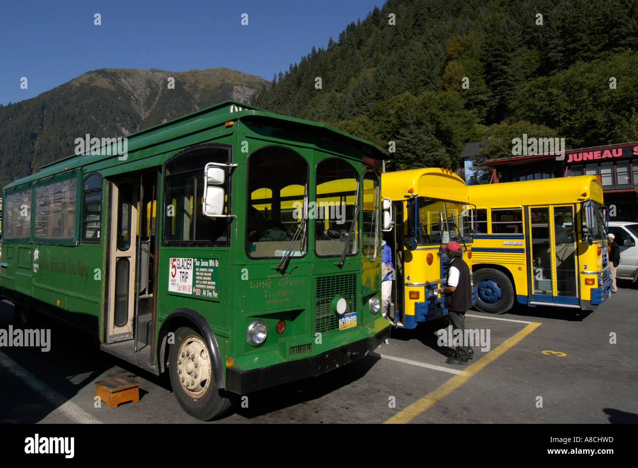 Sightseeing shuttle buses Juneau Alaska United States Stock Photo - Alamy