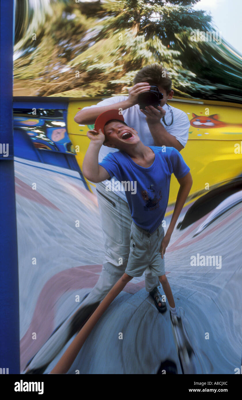 At a distorting mirror Stock Photo - Alamy