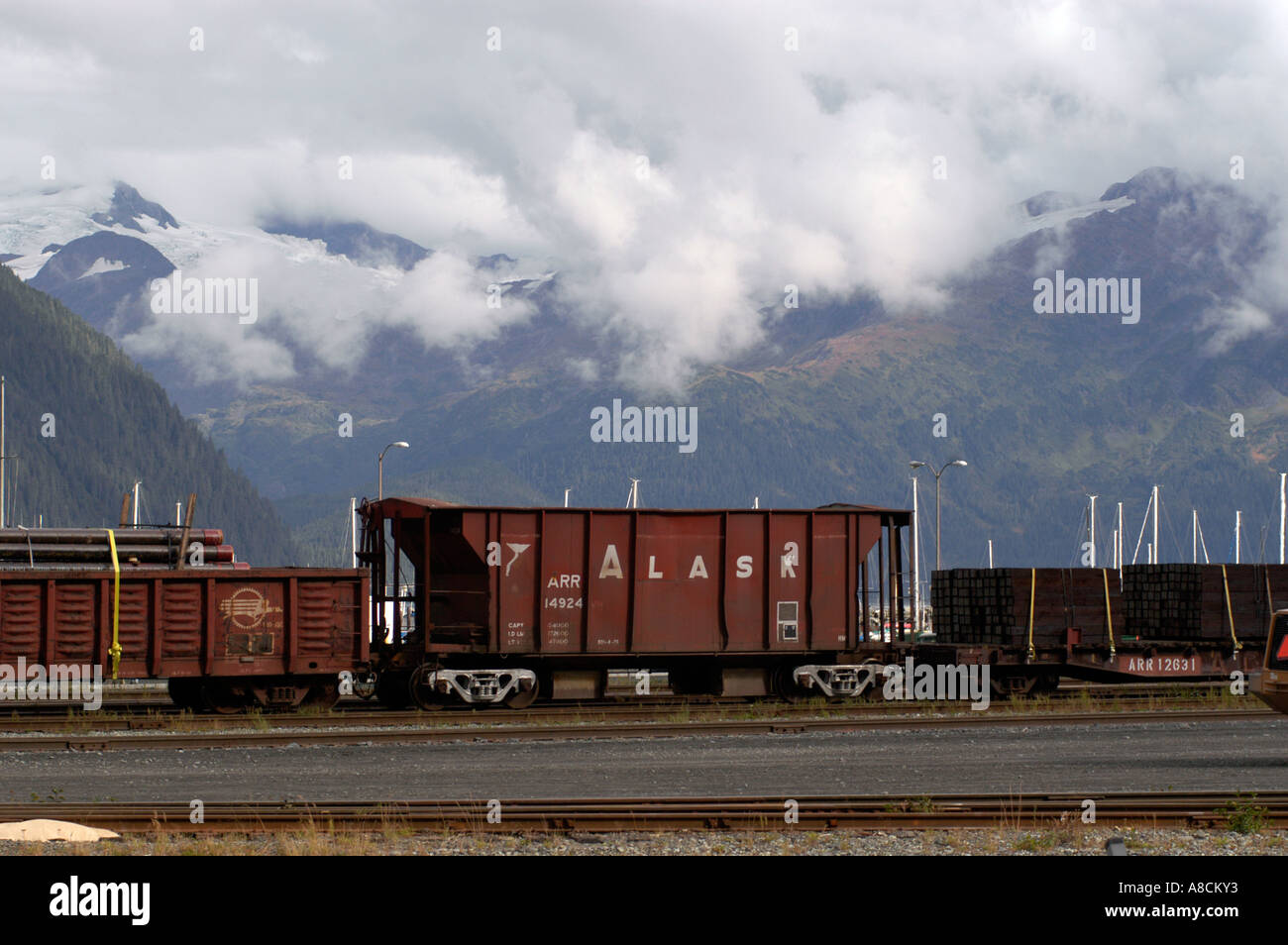 Alaska freight train Whittier Alaska Stock Photo - Alamy