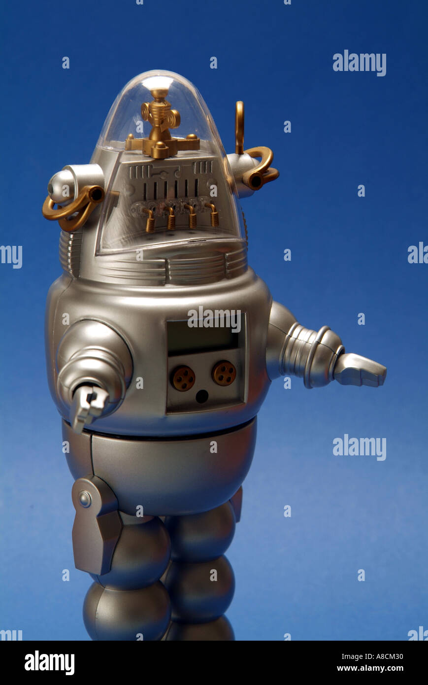 Children's plastic toy robot in the futuristic style of Robby The Robot ...