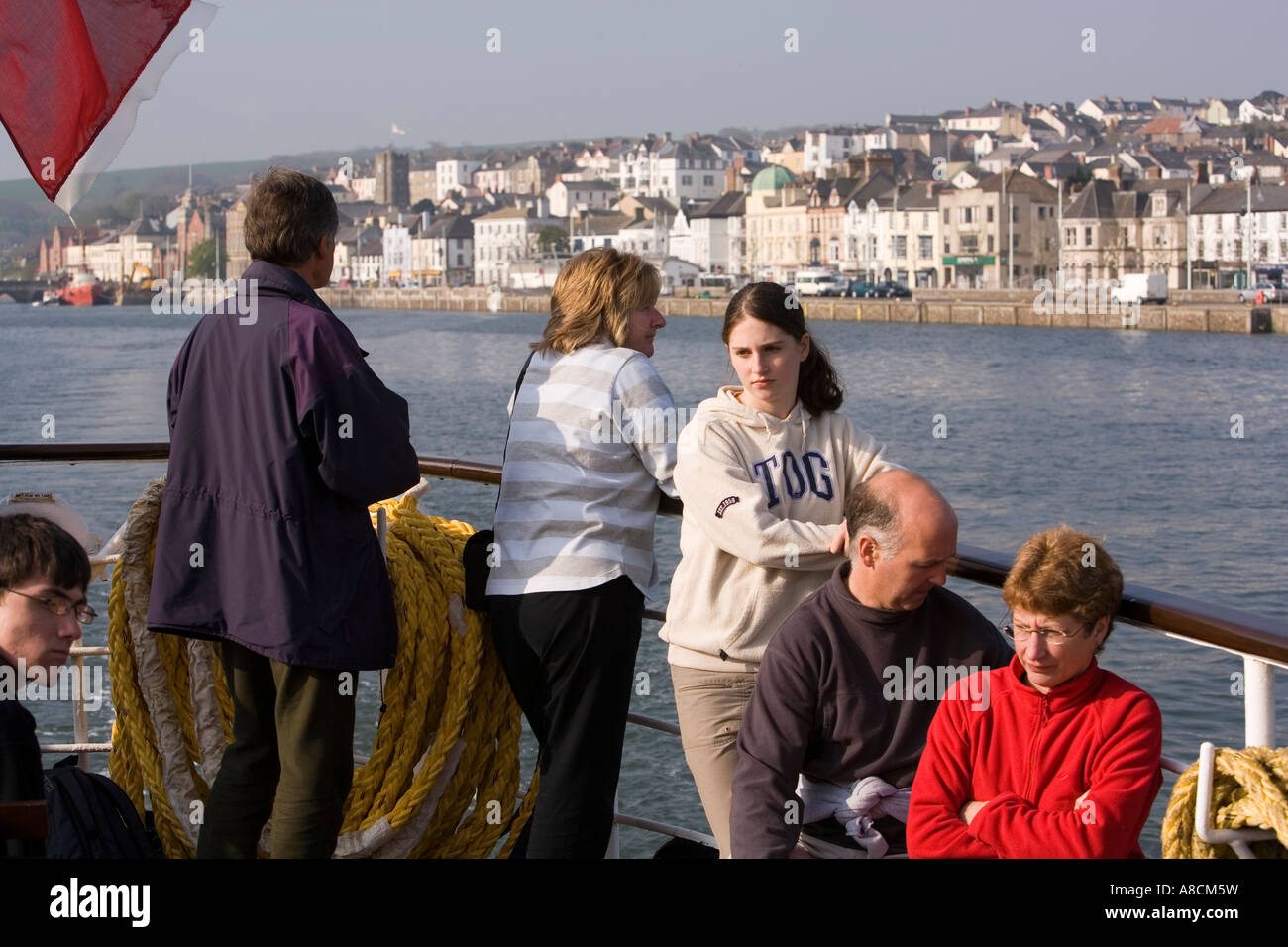 UK Devon passengers on Lundy Island boat MS Oldenburg leaving Bideford ...
