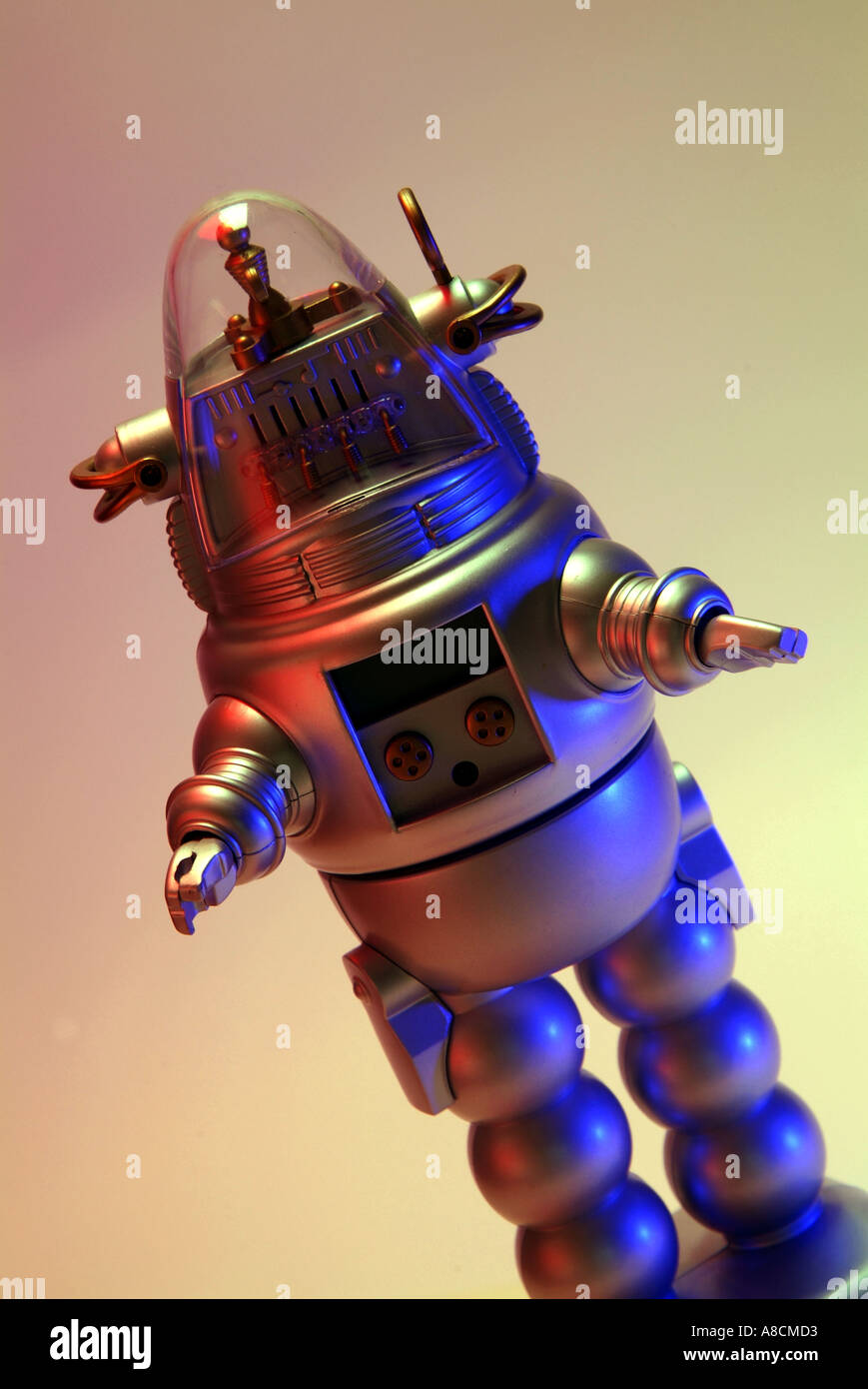 Children's plastic toy robot in the futuristic style of Robby The Robot ...