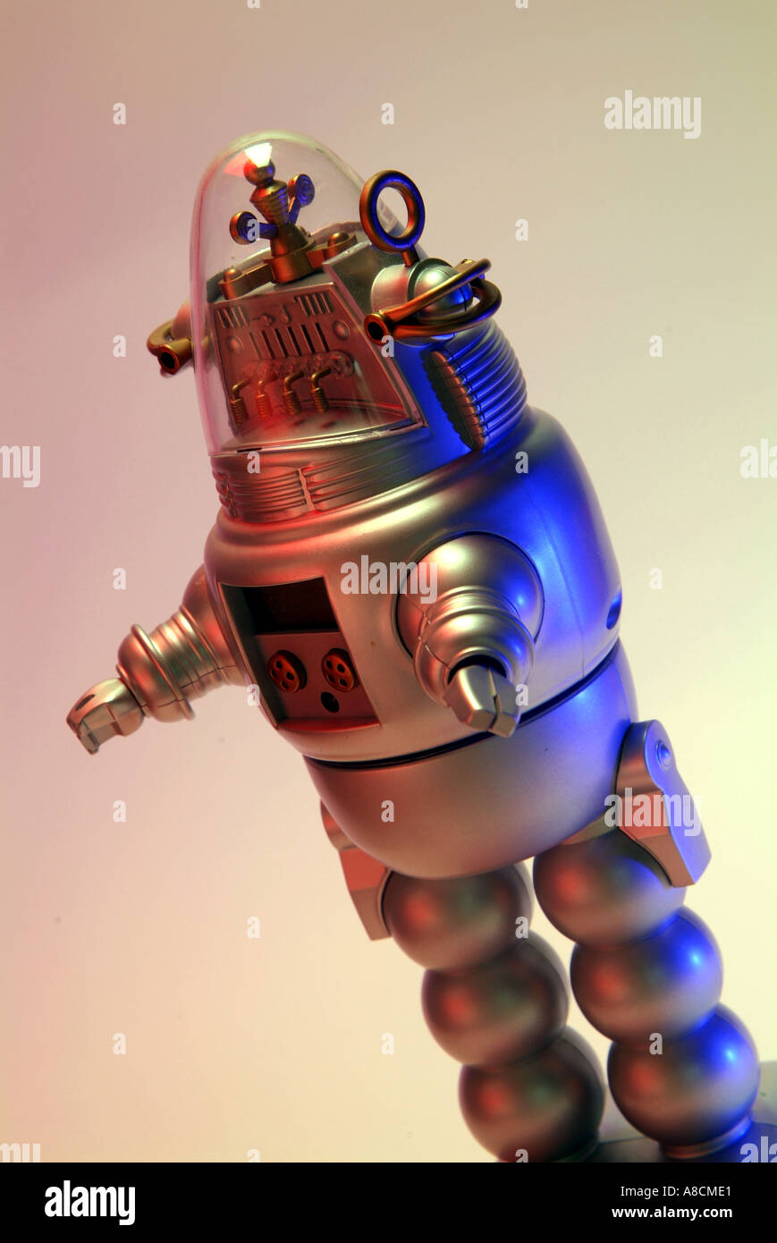 Children's plastic toy robot in the futuristic style of Robby The Robot ...