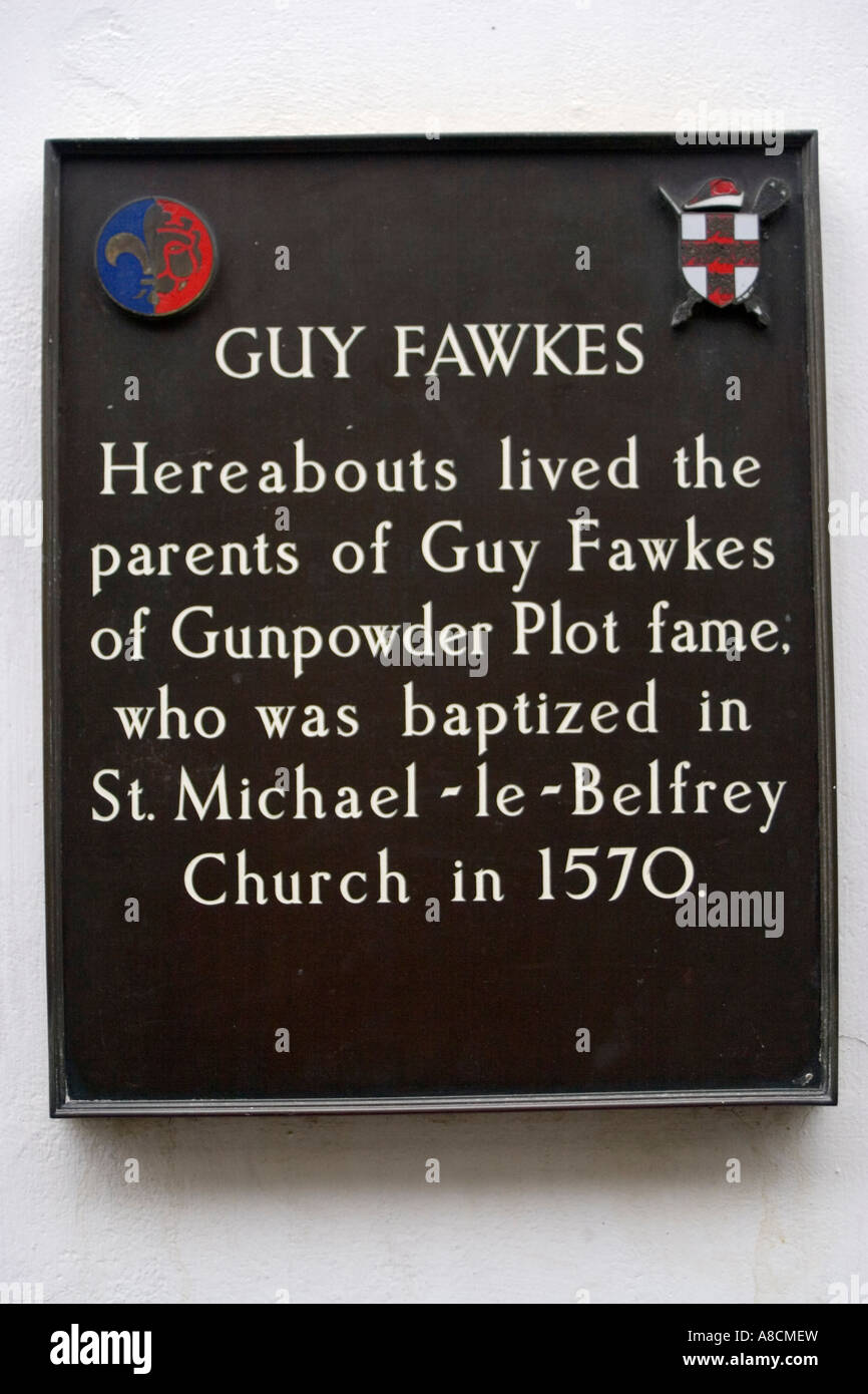Guy Fawkes Plaque in York Stock Photo - Alamy
