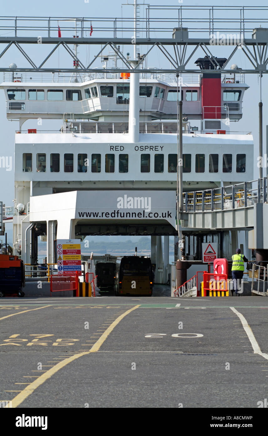 Red Osprey a RoRo ferry of Red Funnel being loaded using a linkspan at ...