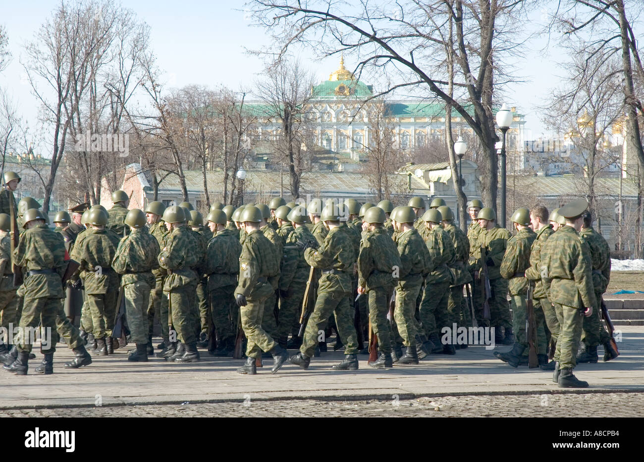 Soldiers practicing in April for the May Day parade Stock Photo - Alamy