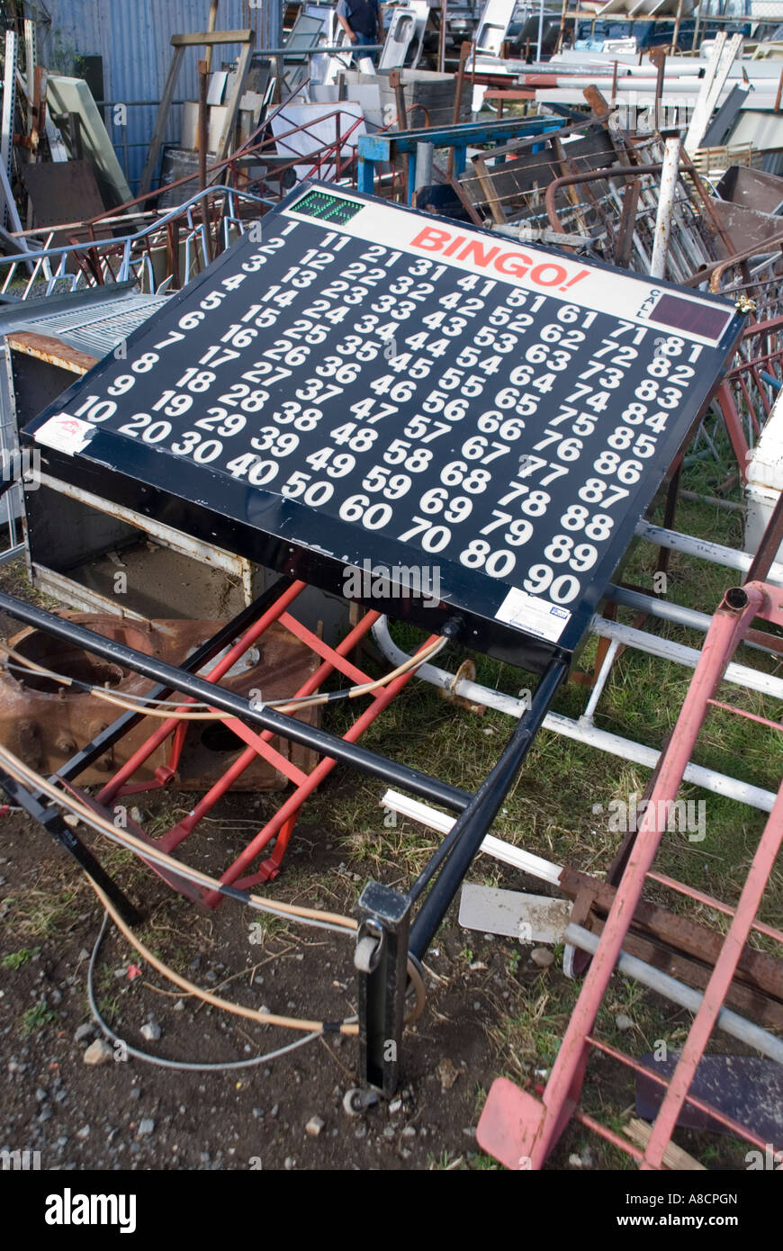 Old discarded bingo display in a junk yard Stock Photo - Alamy