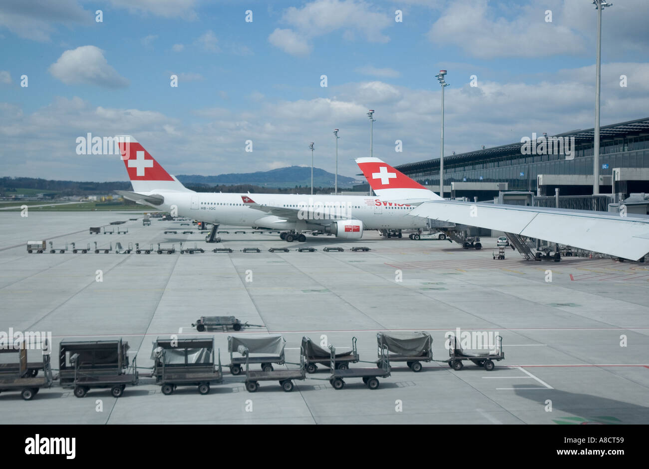 Swiss Air passenger jets at Zurich International Airport Switzerland ...