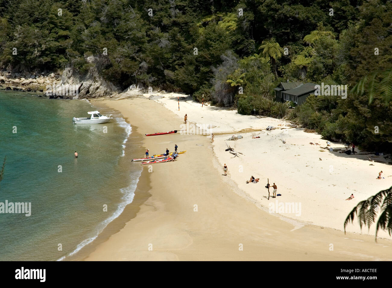 people enjoying Stillwell Bay Able Tasman Track Stock Photo - Alamy