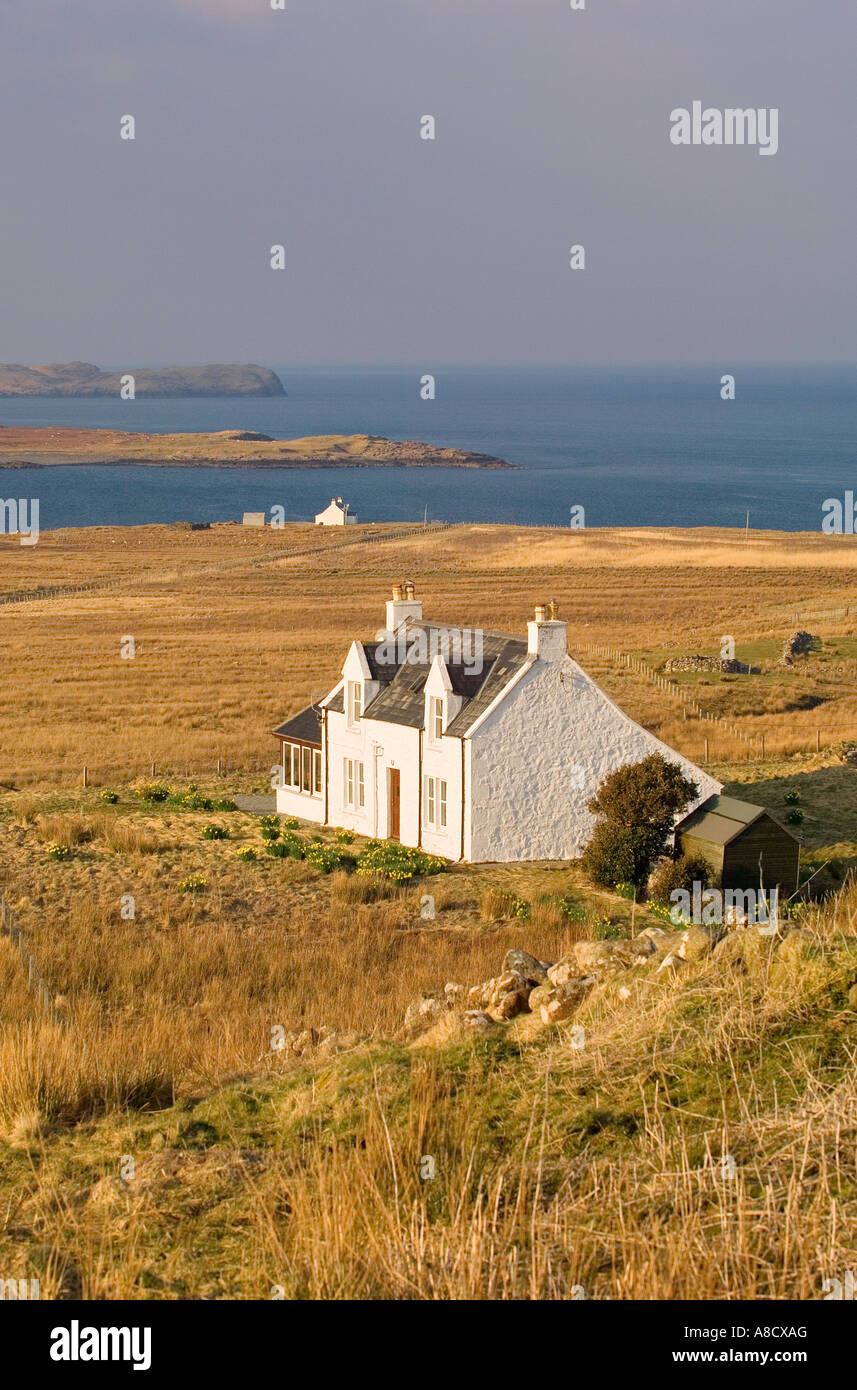 Isle of Skye, Inner Hebrides, Scotland. Houses at Balmacqueen on the ...