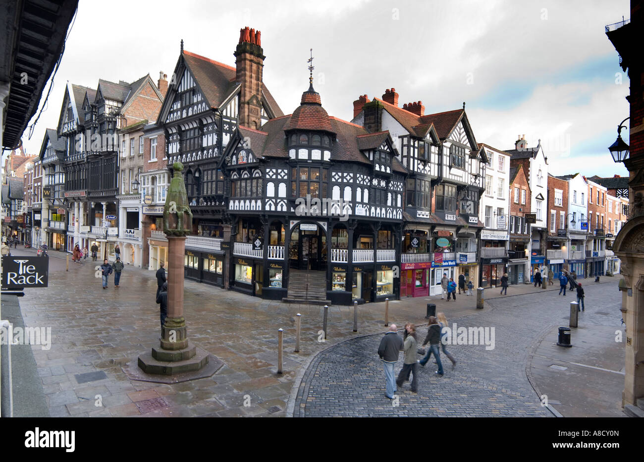 Chester. The Cross and Rows in the historic City of Chester, Cheshire ...