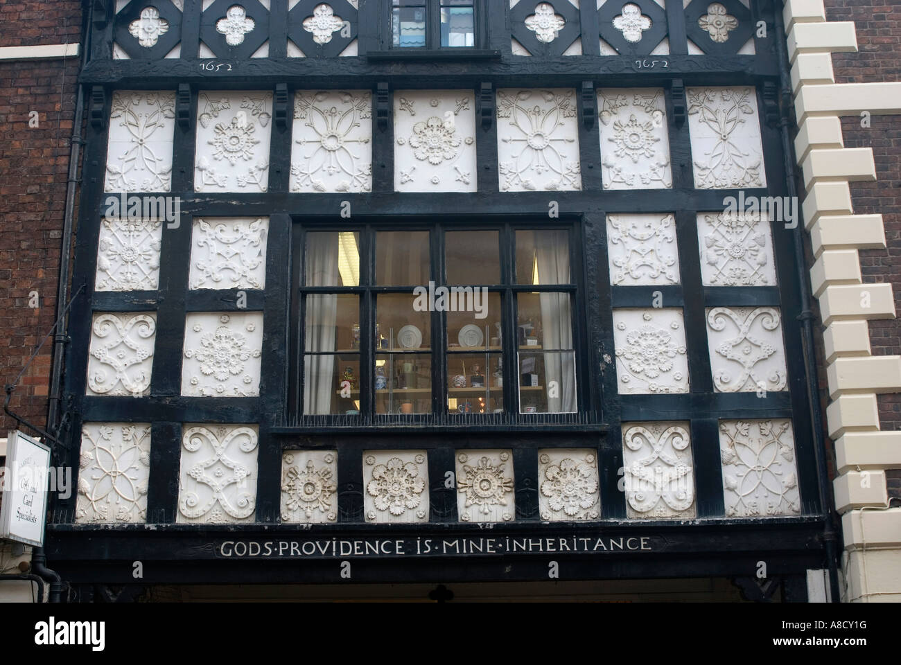 Half timbered Tudor architecture, Watergate Street, in the historic ...