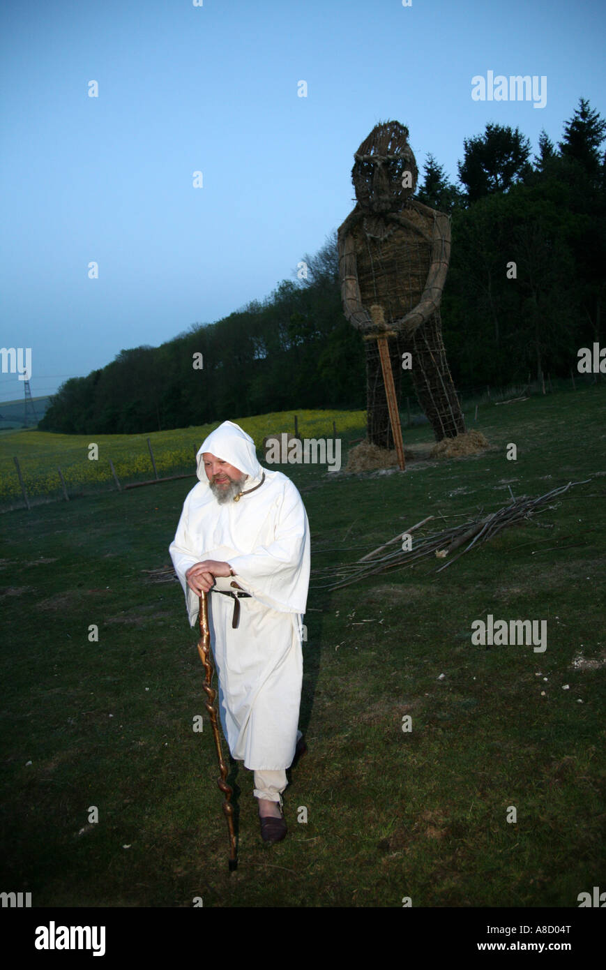 Druid standing in front of The Wicker Man Stock Photo - Alamy
