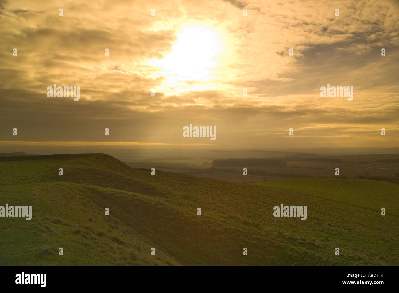 View over the Lambourne Downs from Uffington Castle, Compton Beauchamp ...