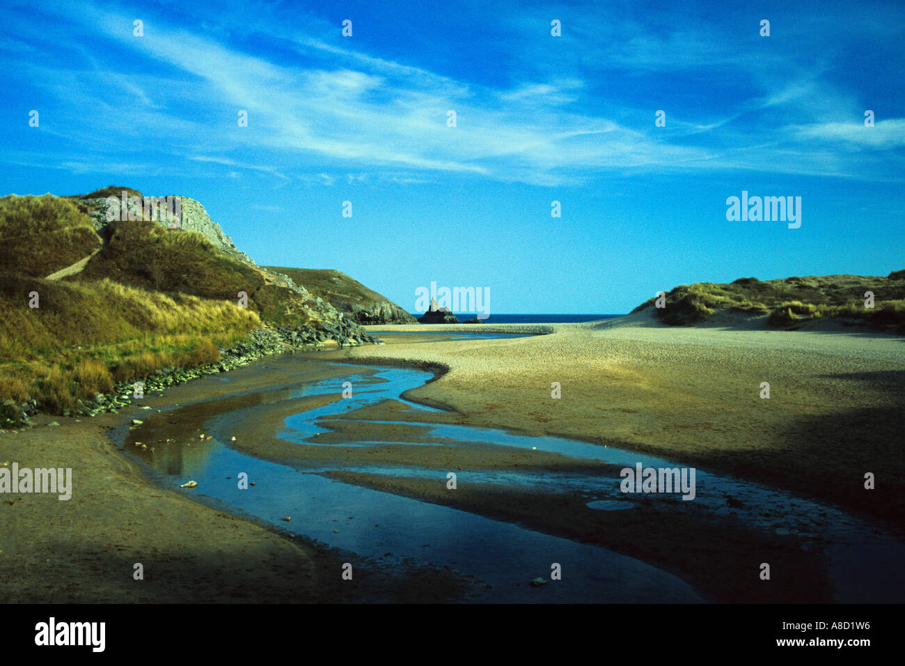 Broad Haven Broadhaven Beach and Church Rock with Stackpole River near ...