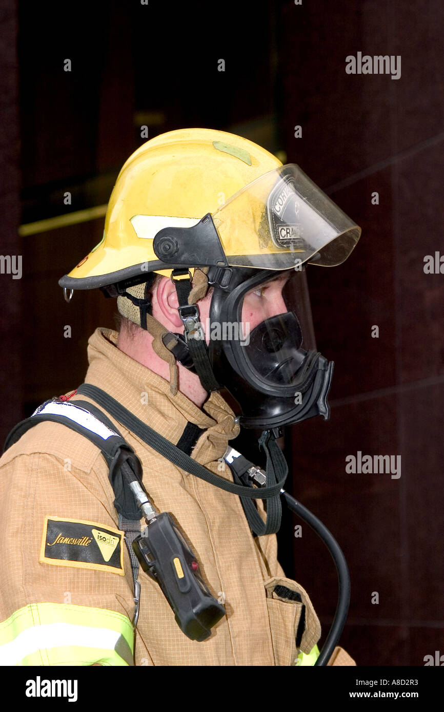 Firemen walking to the start of the Scott Firefighter Stair climb ...