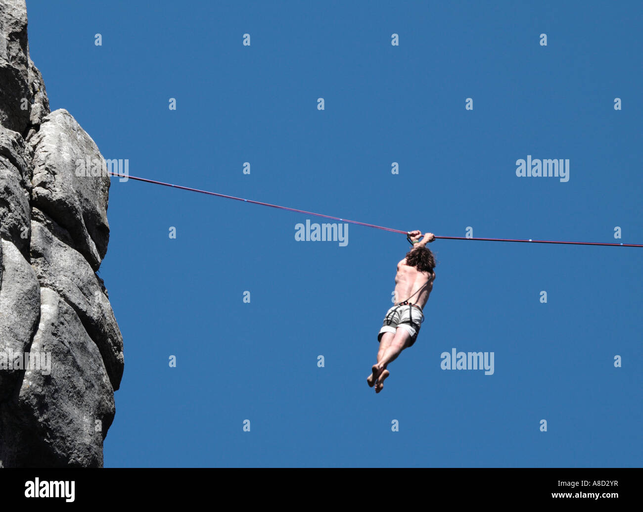 Falling off a Slackiline, no safety net, Gordale Scar, Malham ...