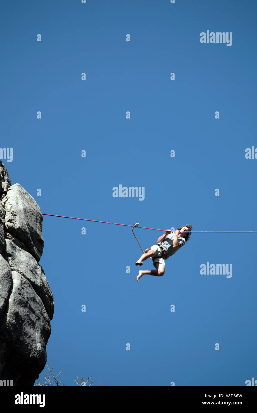 Falling off a Slackiline, no safety net, Gordale Scar, Malham ...