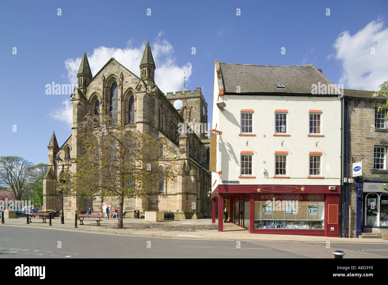 Hexham Abbey and Market Place, Hexham, Northumberland Stock Photo - Alamy