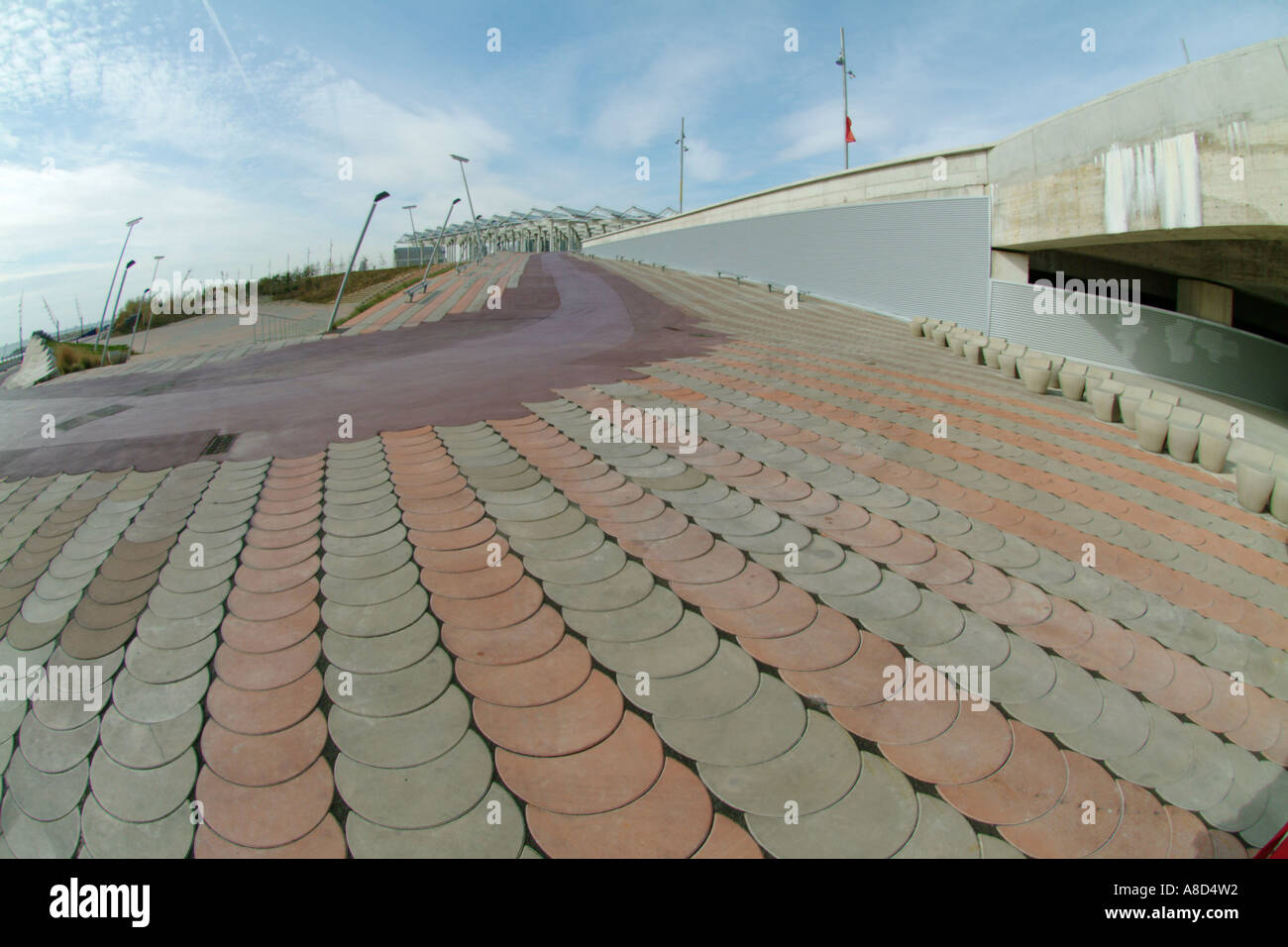 diagonal path pathway sunshade concrete building international congress ...