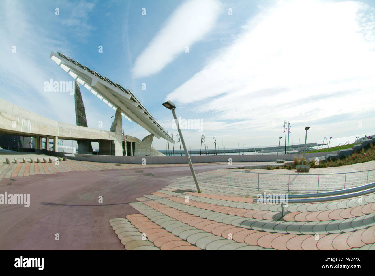 diagonal path pathway sunshade concrete building international congress ...