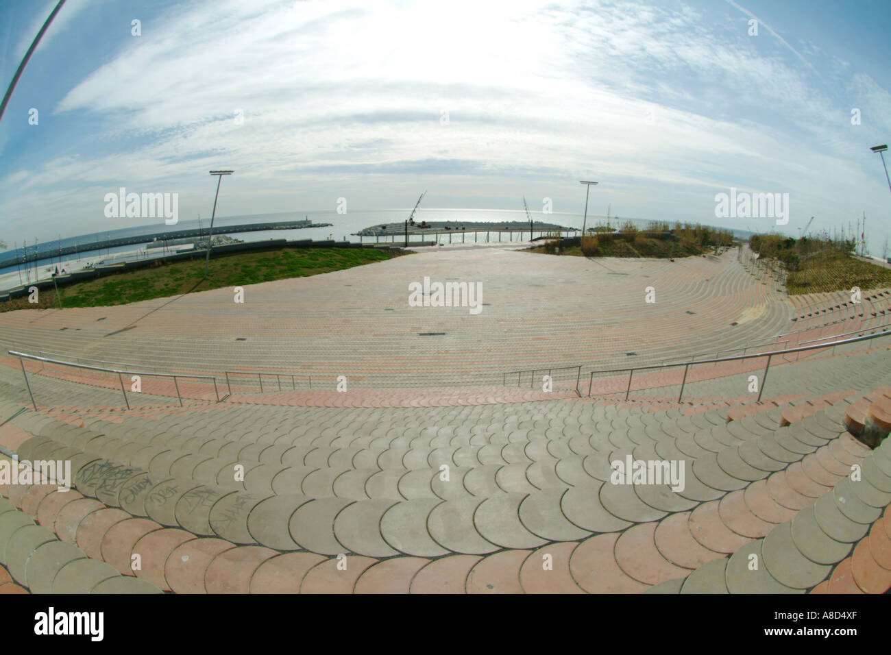 diagonal path pathway sunshade concrete building international congress ...