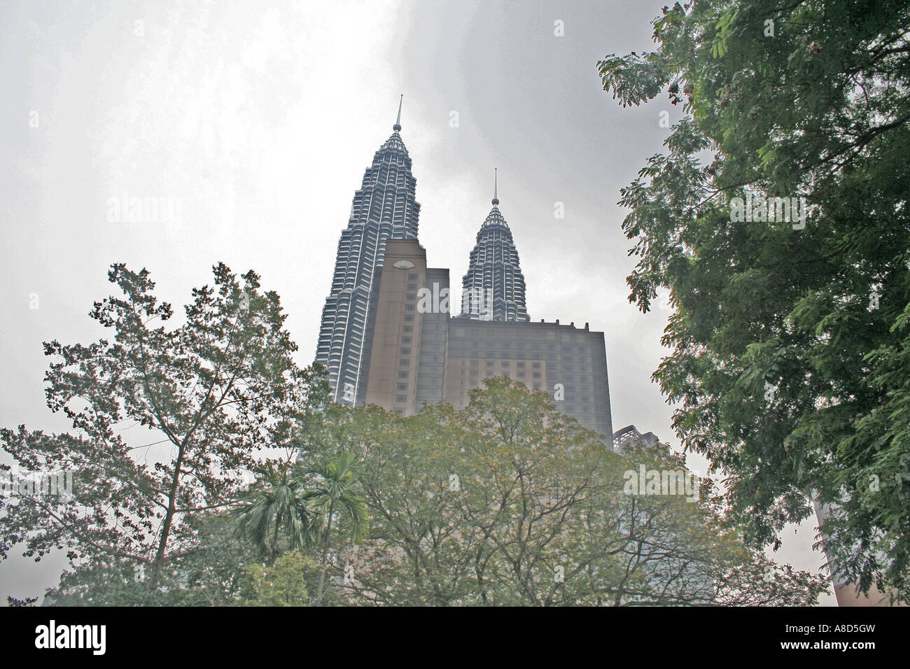 Haze smog in Kuala Lumpur Malaysia, view of the Twin Petronas towers ...